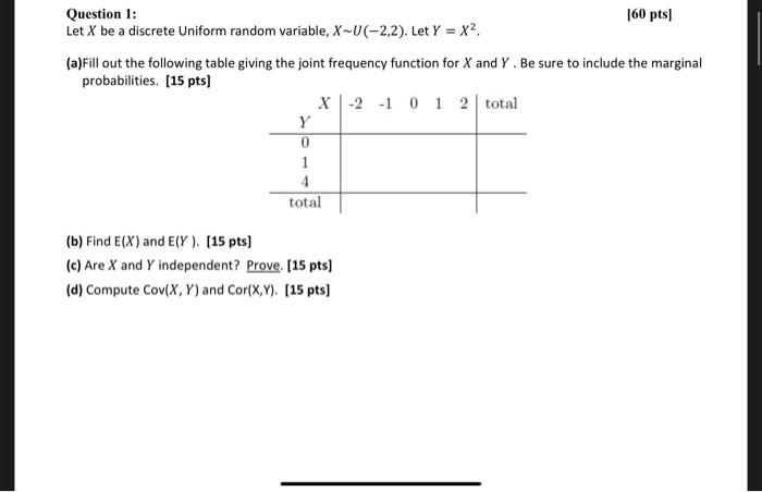 Solved Question 1 Let X Be A Discrete Uniform Random 5166