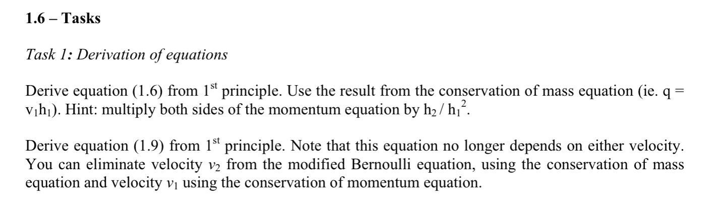 Solved 1.6 - ﻿TasksTask 1: Derivation of equationsDerive | Chegg.com