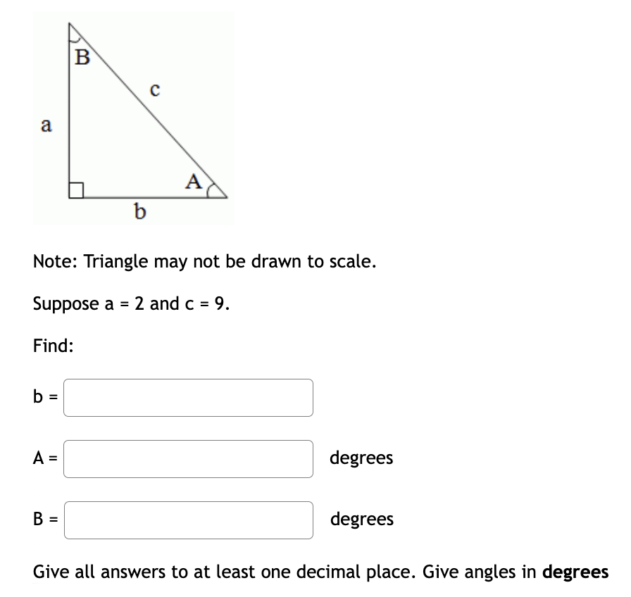 Solved Note: Triangle may not be drawn to scale.Suppose a=2 | Chegg.com