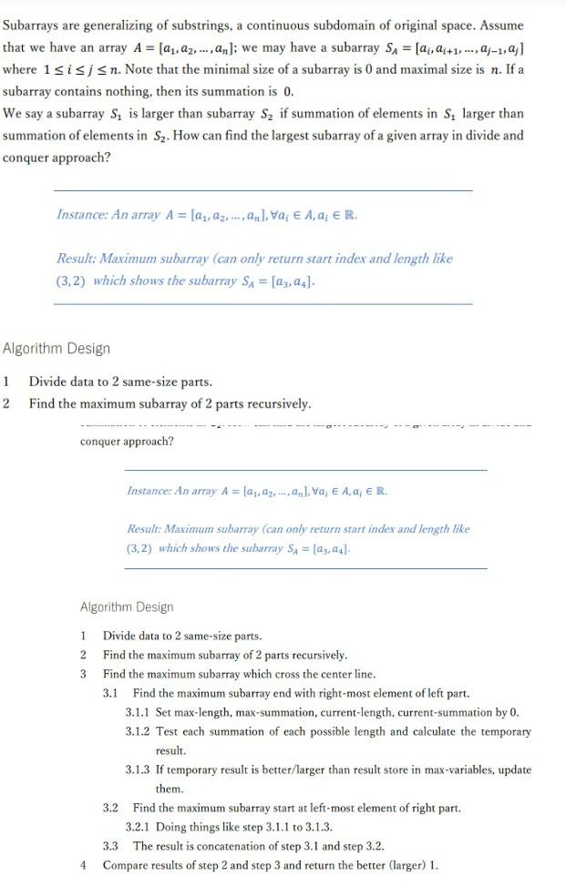 Solved Subarrays are generalizing of substrings, a | Chegg.com