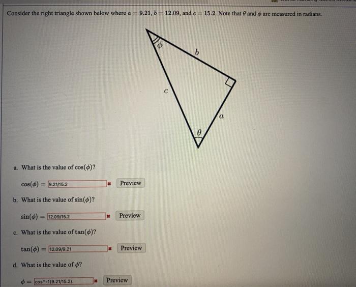 Solved Consider the right triangle shown below where a = | Chegg.com