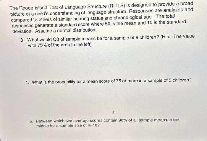 Solved The Rhode Island Test of Language Structure (RITLS) | Chegg.com