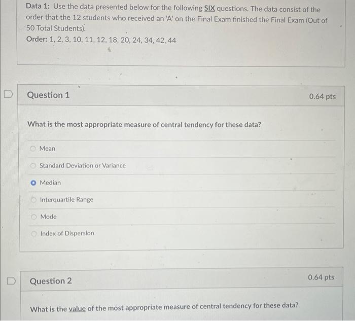 Solved Data 1: Use the data presented below for the | Chegg.com
