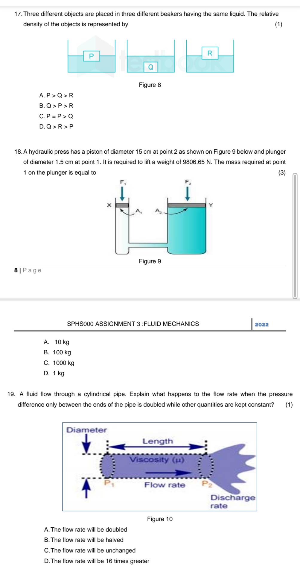Solved 17. Three different objects are placed in three | Chegg.com