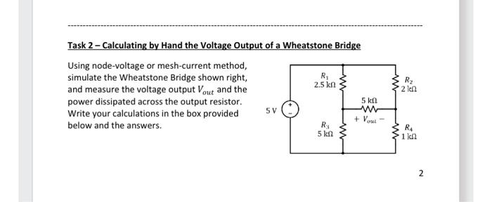 Task 2 - Calculating by Hand the Voltage Output of a | Chegg.com