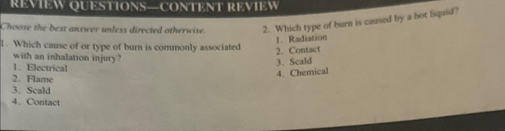 Solved REVIEW QUESTIONS-CONTENT REVIEWChoose the best answer | Chegg.com