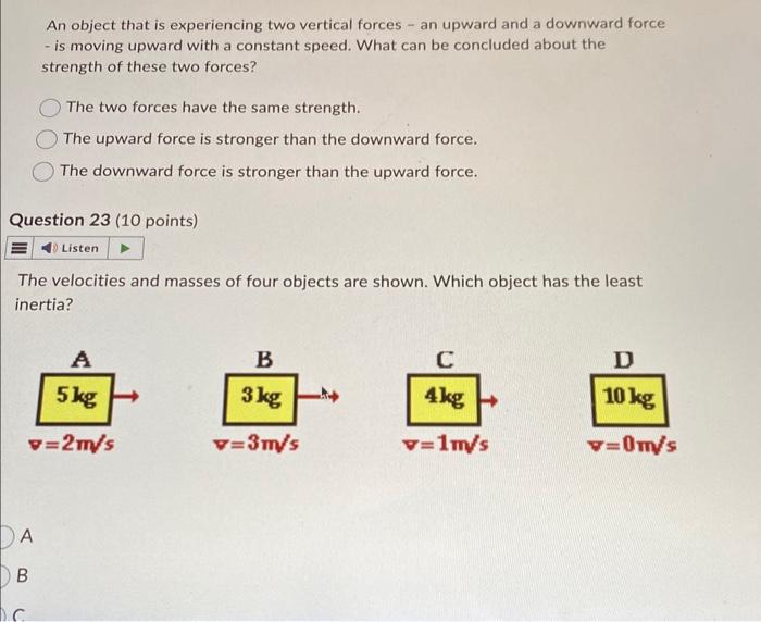 An object that is experiencing two vertical forces - | Chegg.com