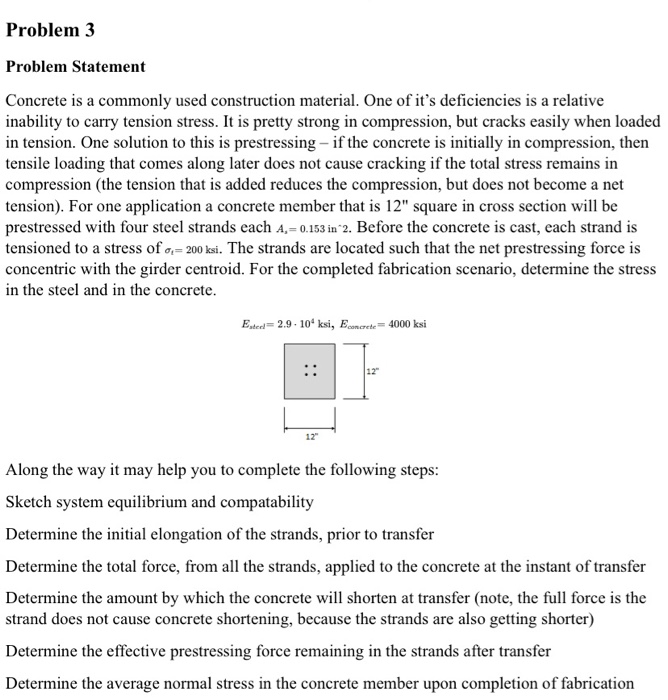 Solved Problem 3 Problem Statement Concrete is a commonly | Chegg.com