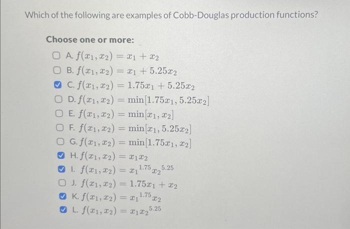 Solved Which of the following are examples of Cobb-Douglas | Chegg.com