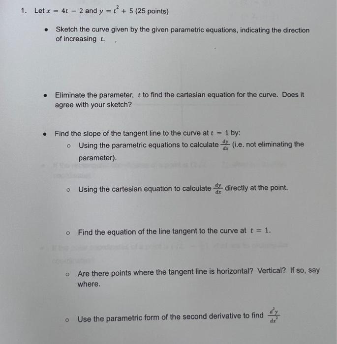 Solved Find the slope of the tangent inefto the curve at t=1 | Chegg.com