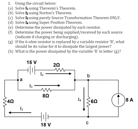 Solved Using the circuit below:(a) ﻿Solve I1 ﻿using | Chegg.com