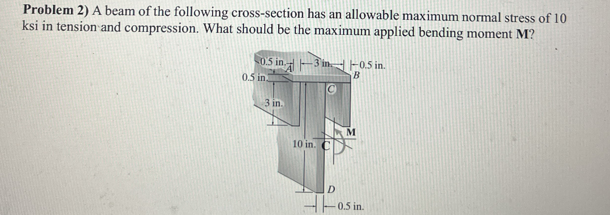 Solved Problem 2) ﻿A beam of the following cross-section has | Chegg.com