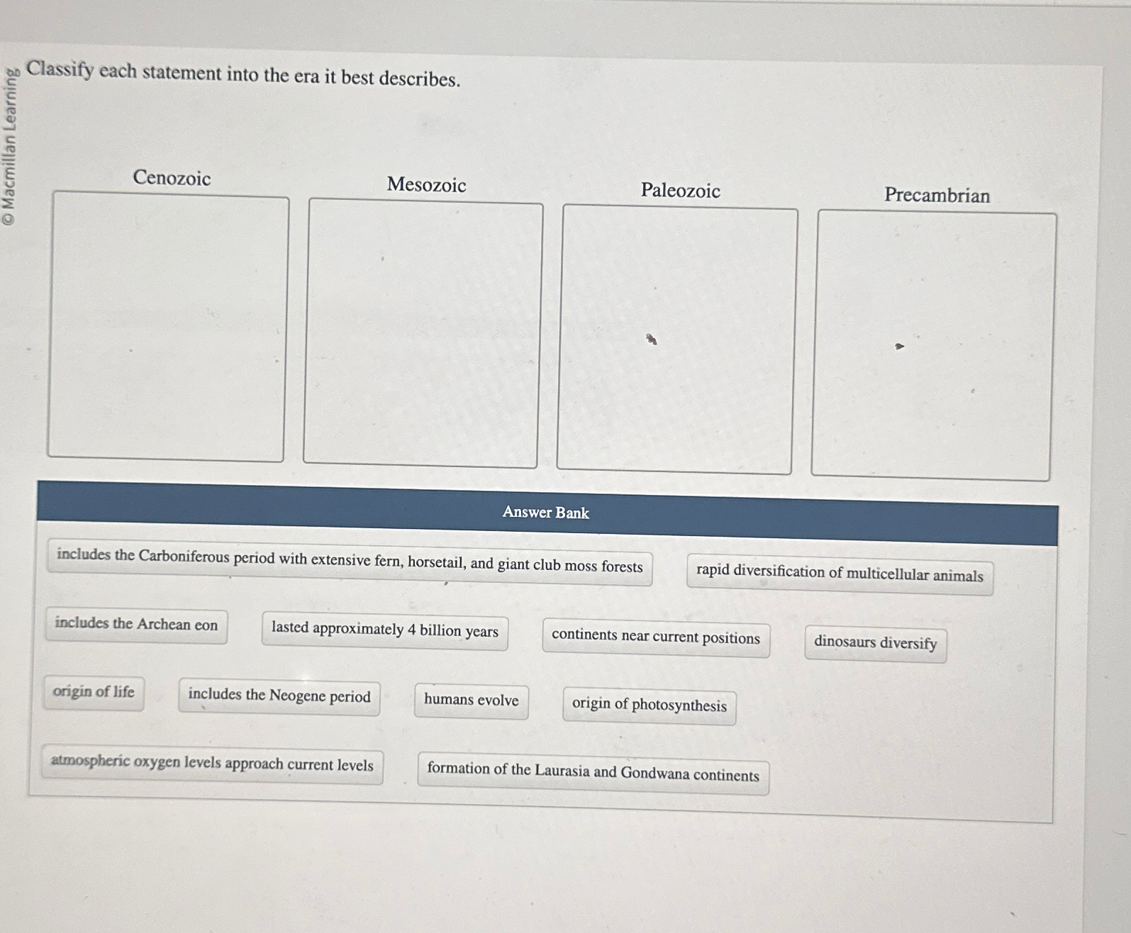 Solved Classify each statement into the era it best | Chegg.com
