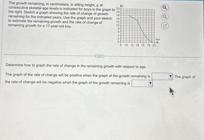 The growth remaining, in centimeters, in sitting | Chegg.com