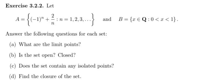 Solved Exercise 3.2.2. Let A={(−1)n+n2:n=1,2,3,…} and | Chegg.com