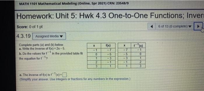 Solved MATH 1101 Mathematical Modeling (Online. Spr 2021) | Chegg.com
