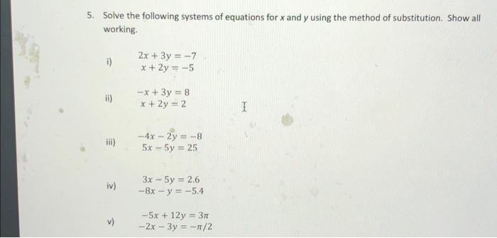 Solved 5. Solve the following systems of equations for x and | Chegg.com