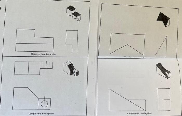 Solved complete the missing view Engineering Graphics last 4 | Chegg.com