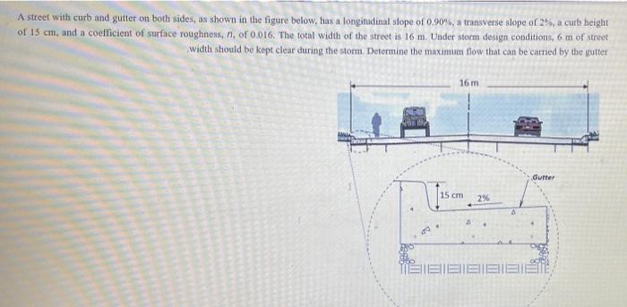 Solved A street with curb and gutter on both sides, as shown | Chegg.com