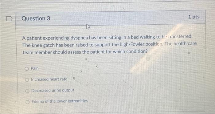 Solved A patient experiencing dyspnea has been sitting in a | Chegg.com