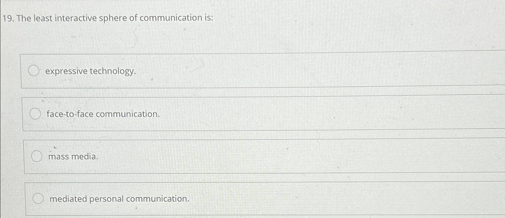Solved The least interactive sphere of communication | Chegg.com