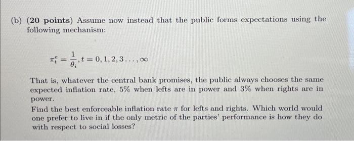 Solved 1. (40 points) Consider the Barro-Gordon model | Chegg.com