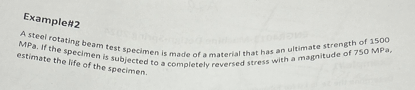 Solved Example#2A steel rotating beam test specimen is made | Chegg.com