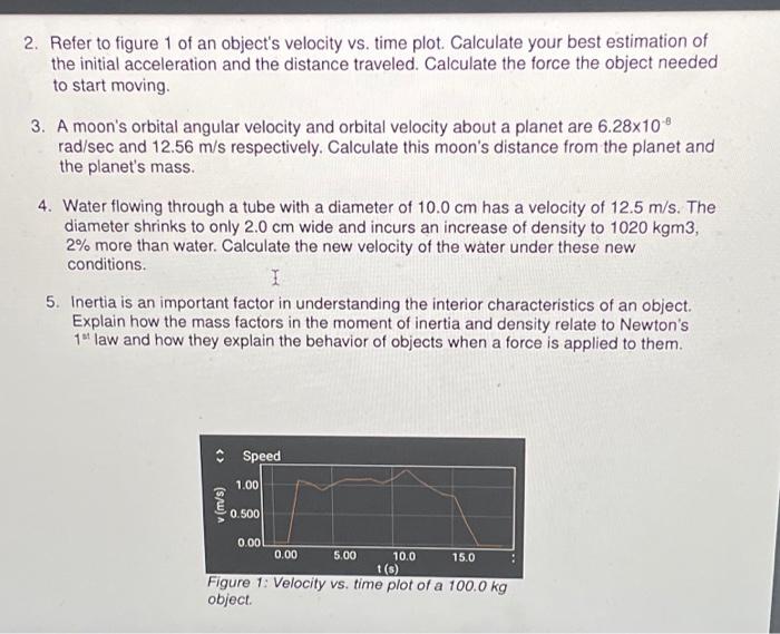 Solved Refer To Figure 1 Of An Objects Velocity Vs Time