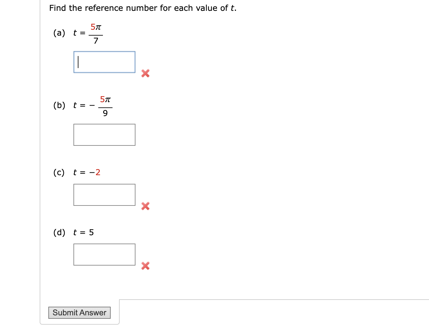 Find the reference number for each value of | Chegg.com