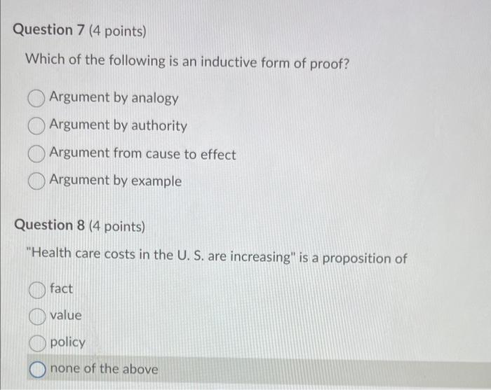 Question 7 (4 points) Which of the following is an | Chegg.com