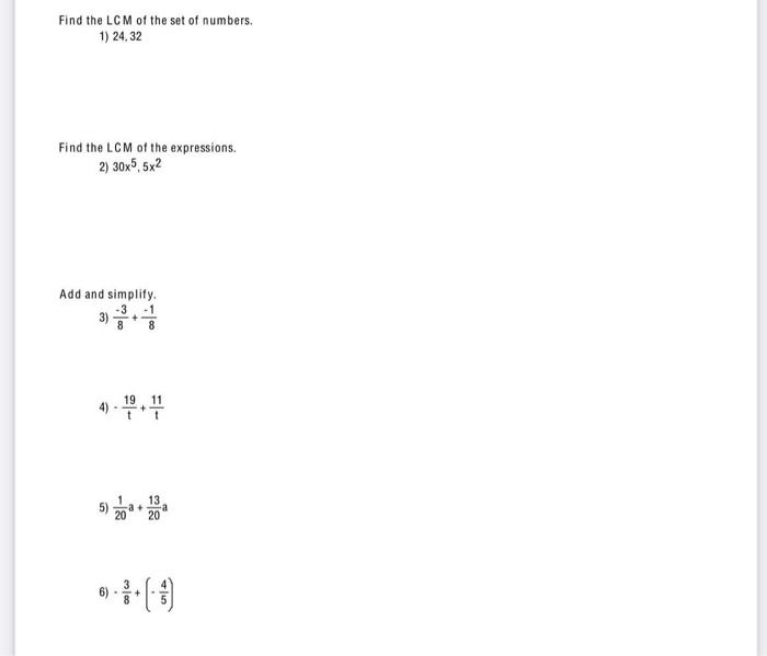 Solved Find the LCM of the set of numbers. 1) 24,32 Find the | Chegg.com