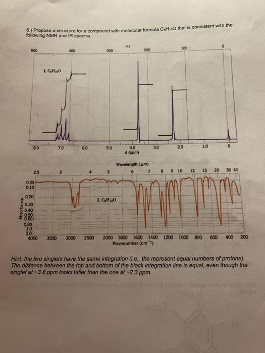Solved 6) Propose a structure for a compound with molecular | Chegg.com