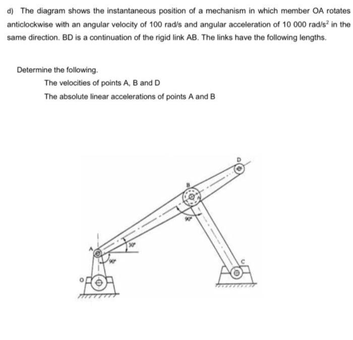 Solved d) The diagram shows the instantaneous position of a | Chegg.com