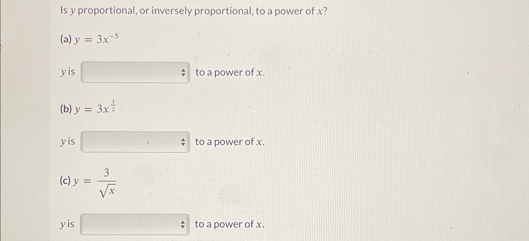 Solved Is y ﻿proportional, or inversely proportional, to a | Chegg.com