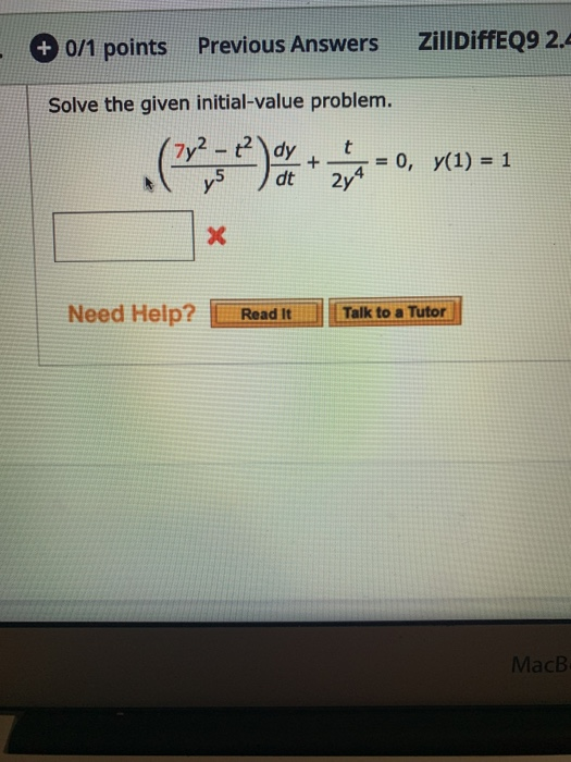Solved zillDiffEQ9 2.4 0/1 points Previous Answers Solve the | Chegg.com Solved zillDiffEQ9 2.4 0/1 points Previous Answers Solve the | Chegg.com