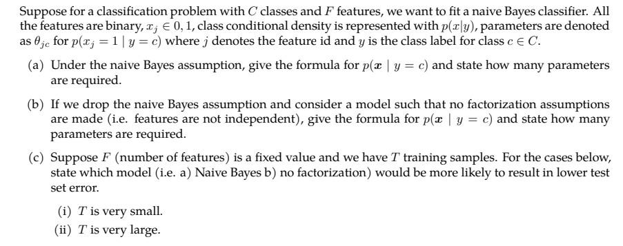Solved Suppose for a classification problem with C classes | Chegg.com
