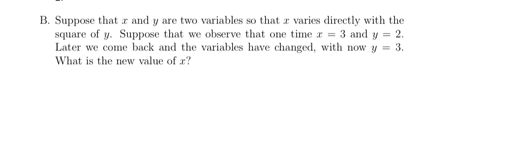 Solved B. ﻿Suppose that x ﻿and y ﻿are two variables so that | Chegg.com