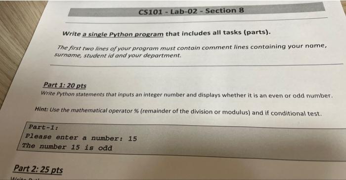 Solved Write a single Python program that includes all tasks | Chegg.com