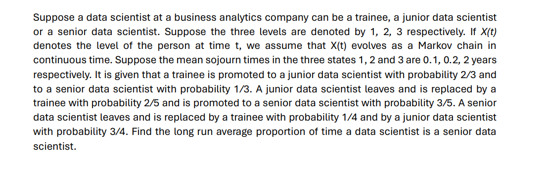 Solved Suppose a data scientist at a business analytics | Chegg.com