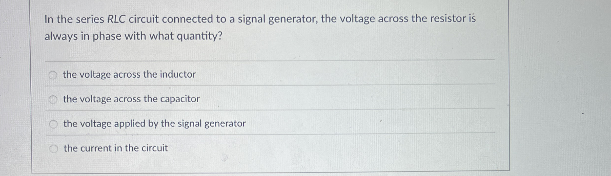 Solved In the series RLC circuit connected to a signal | Chegg.com