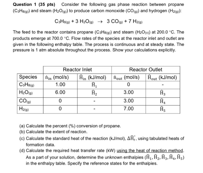 Solved Question 1 (35 pts) Consider the following gas phase | Chegg.com