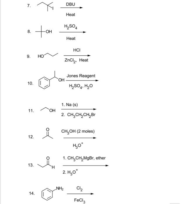 Solved 7. 8. 9. 10. 11. 12. 13. 1. CH3CH2MgBr, ether 14. | Chegg.com
