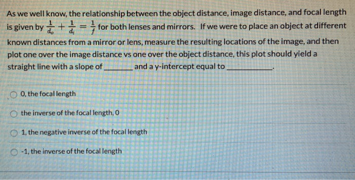 Solved As we well know, the relationship between the object | Chegg.com