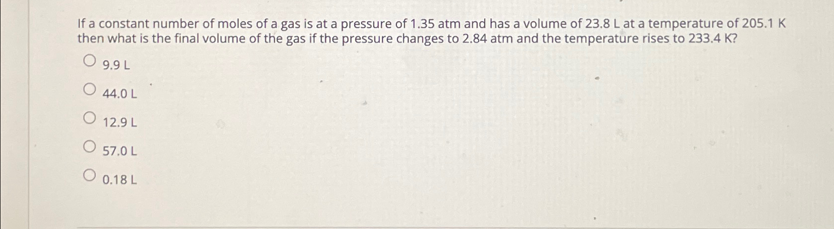 Solved If a constant number of moles of a gas is at a | Chegg.com