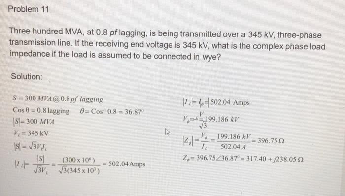 Solved Three hundred MVA, at 0.8 pf lagging, is being | Chegg.com