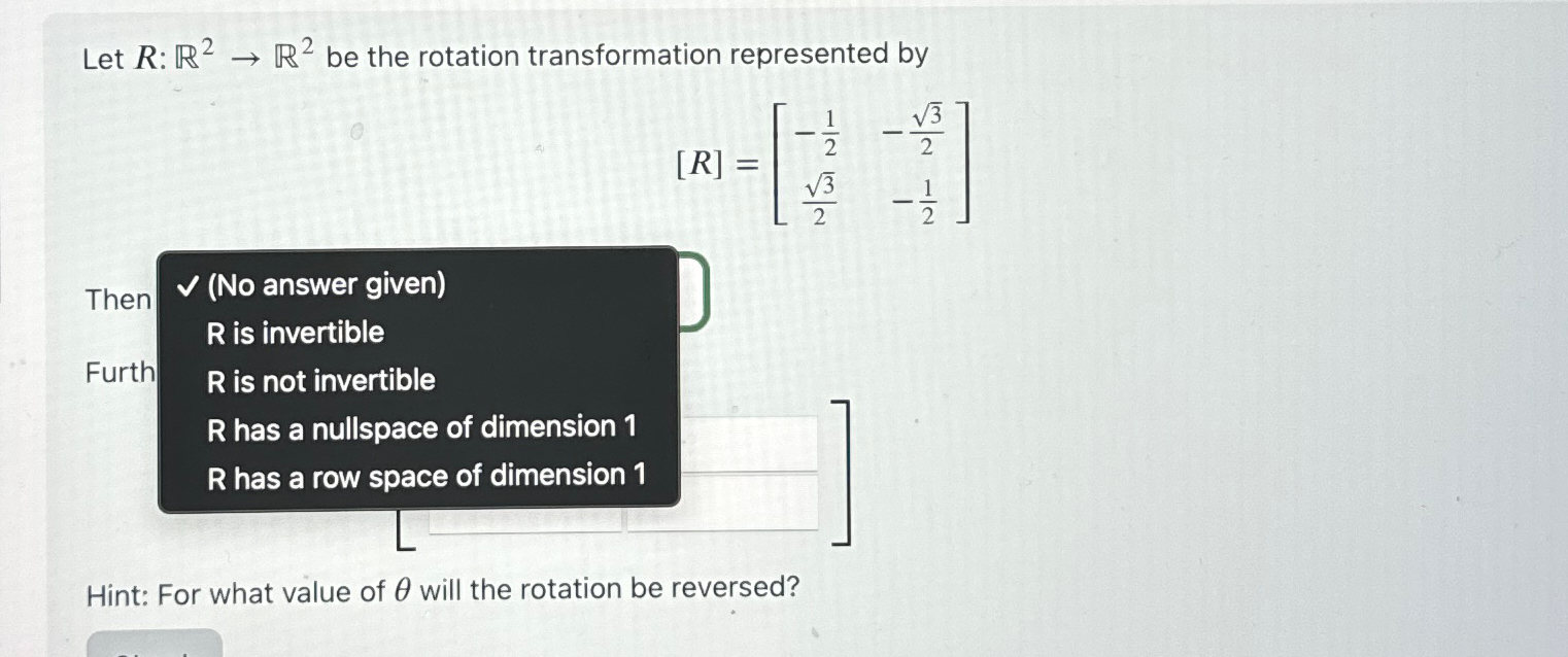 Solved Let R:R2→R2 ﻿be the rotation transformation | Chegg.com