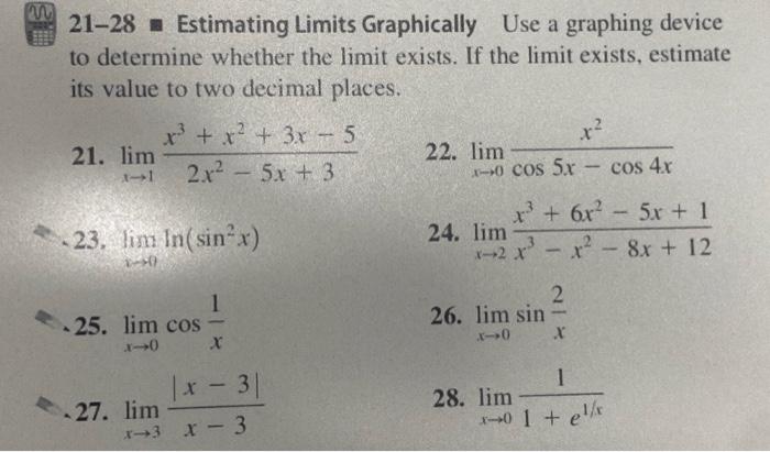 Solved 21-28 Estimating Limits Graphically Use a graphing | Chegg.com