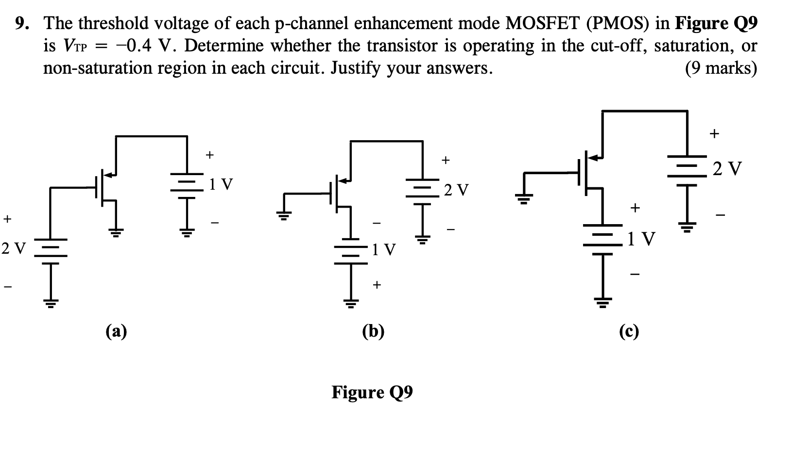 Solved The threshold voltage of each p-channel enhancement | Chegg.com