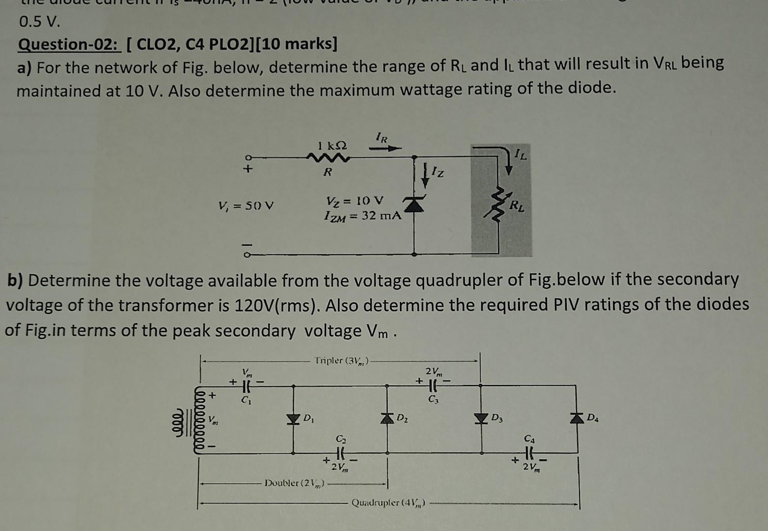 Solved 0.5 V. Question-02: ( CLO2, C4 PLO2][10 marks] a) For | Chegg.com