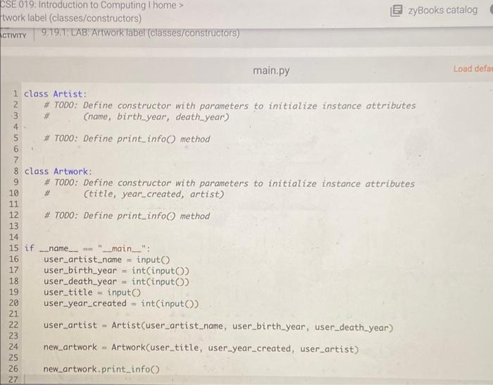 Solved Define the Artint class with a constructor to | Chegg.com